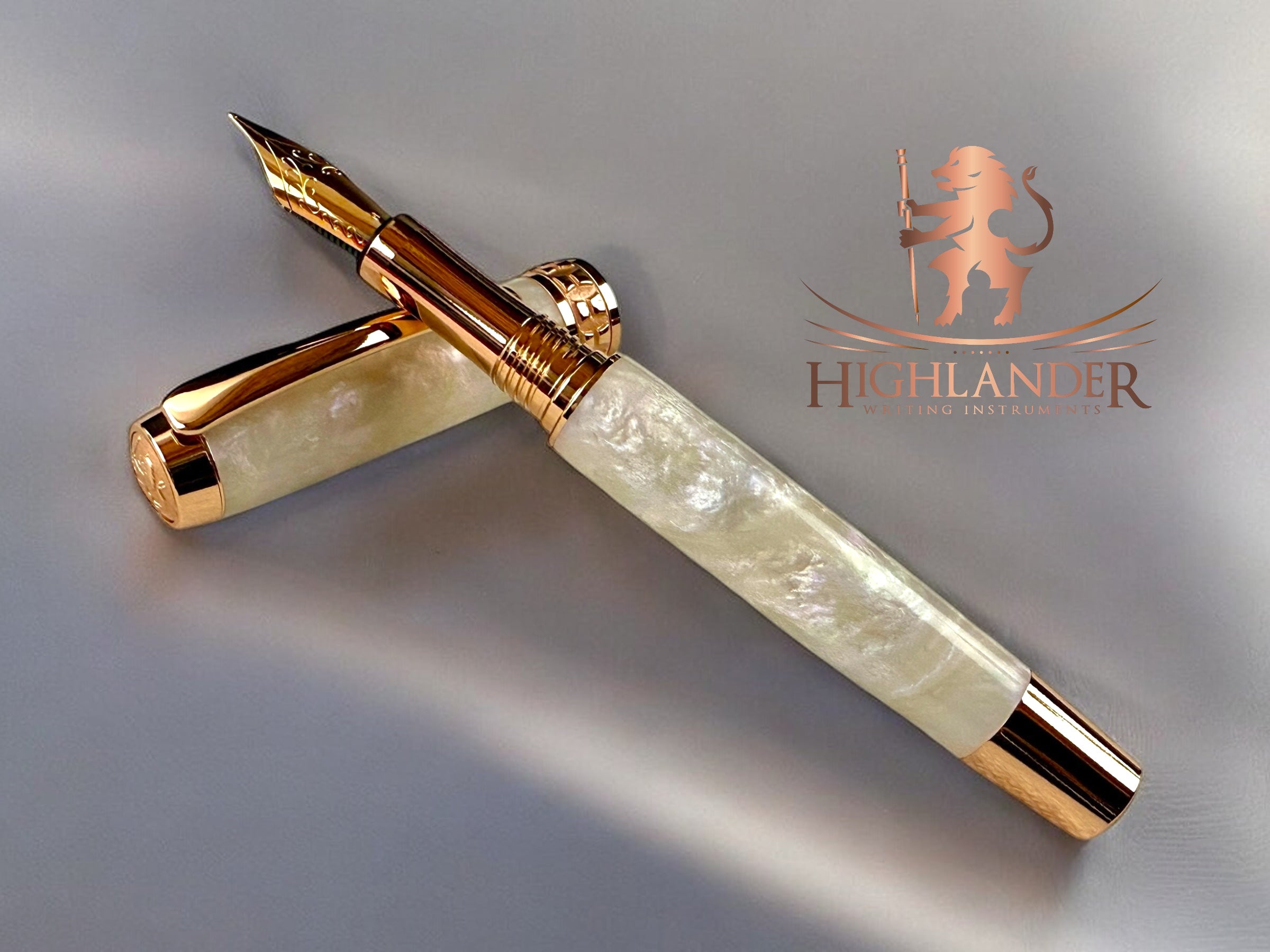 Red Gold “Pearly Opal” Handmade Fountain Pen, 1 of a Kind, Handcrafted